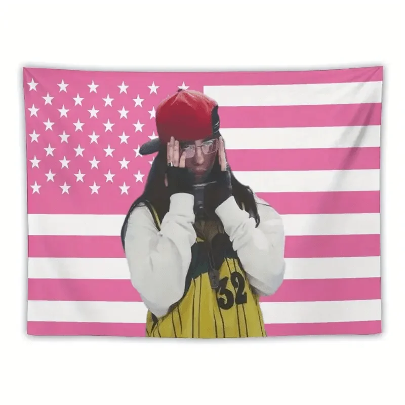 1pc B-Billie Pink USA Flag Tapestry Rapper Fan Gift Dorm Bedroom Wall ...