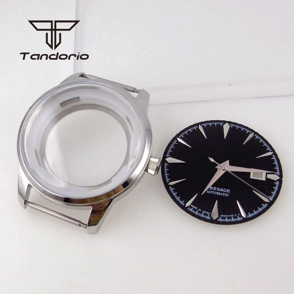 40mm-Silver-Watch-Case-See-through-Transparent-Back-Push-Pull-Crown ...