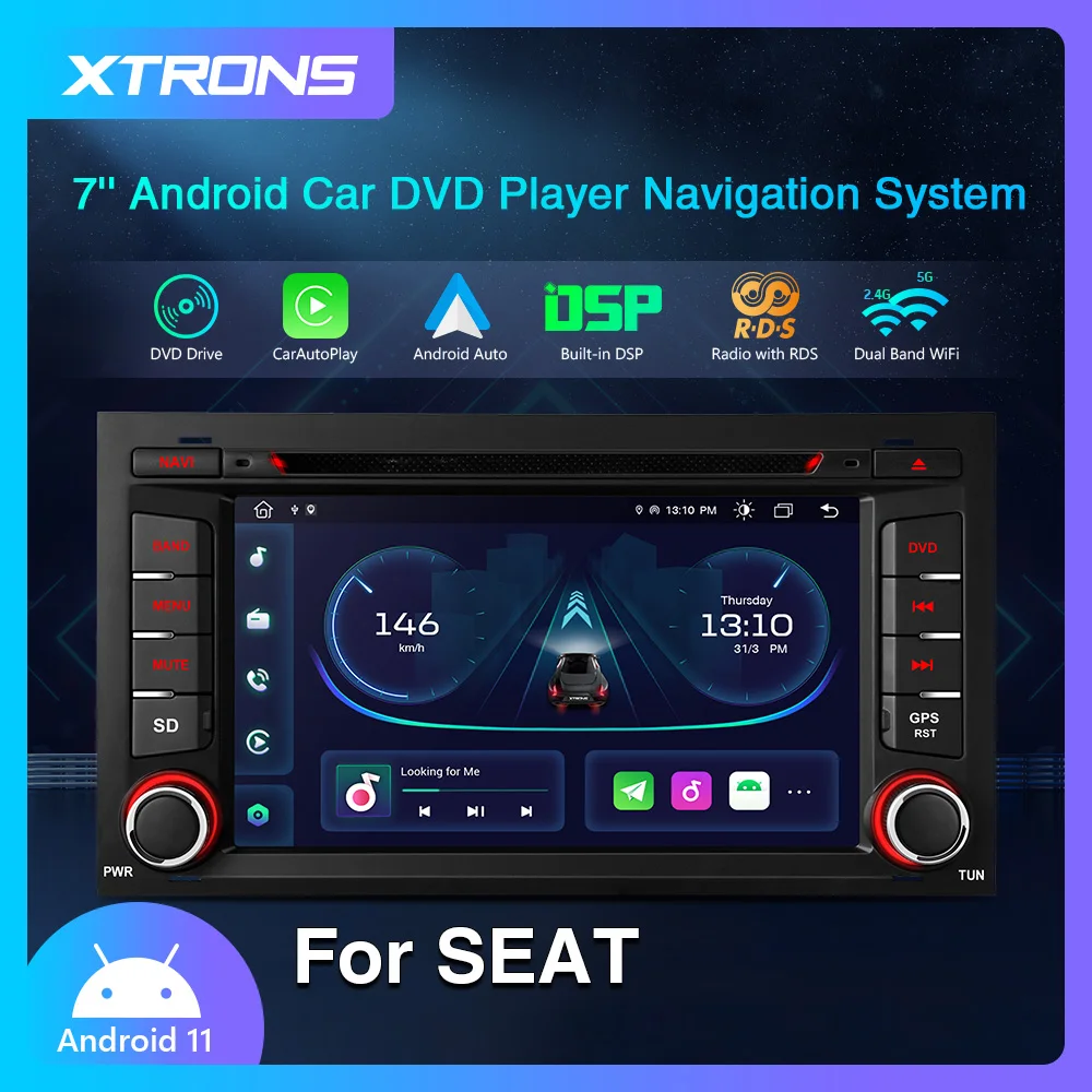 XTRONS Radio con GPS para coche, reproductor Multimedia con Android 12, 7 pulgadas, DVD, estéreo ...