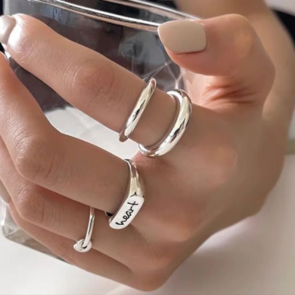 925-Sterling-Silver-Rings-For-Women-Simple-Minimalist-Double-Layers ...