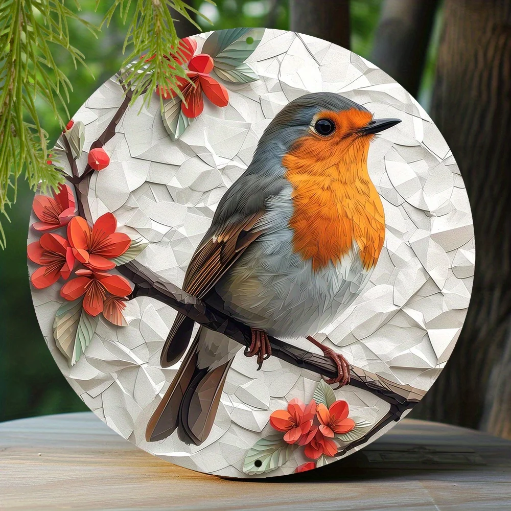 Metal-Sign-Robin-Theme-Decoration-Faux-Origami-Window-Decorations-Round ...