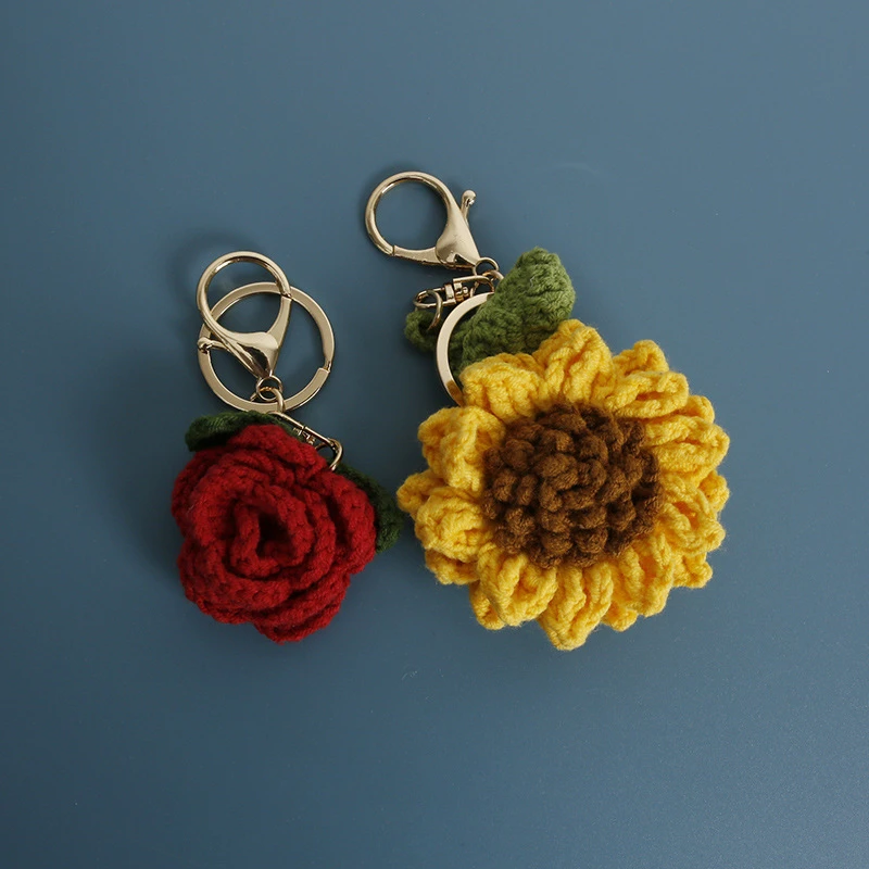 Exquisite Hand woven Rose Pendant Woven Creative Wool Crochet Sunflower ...