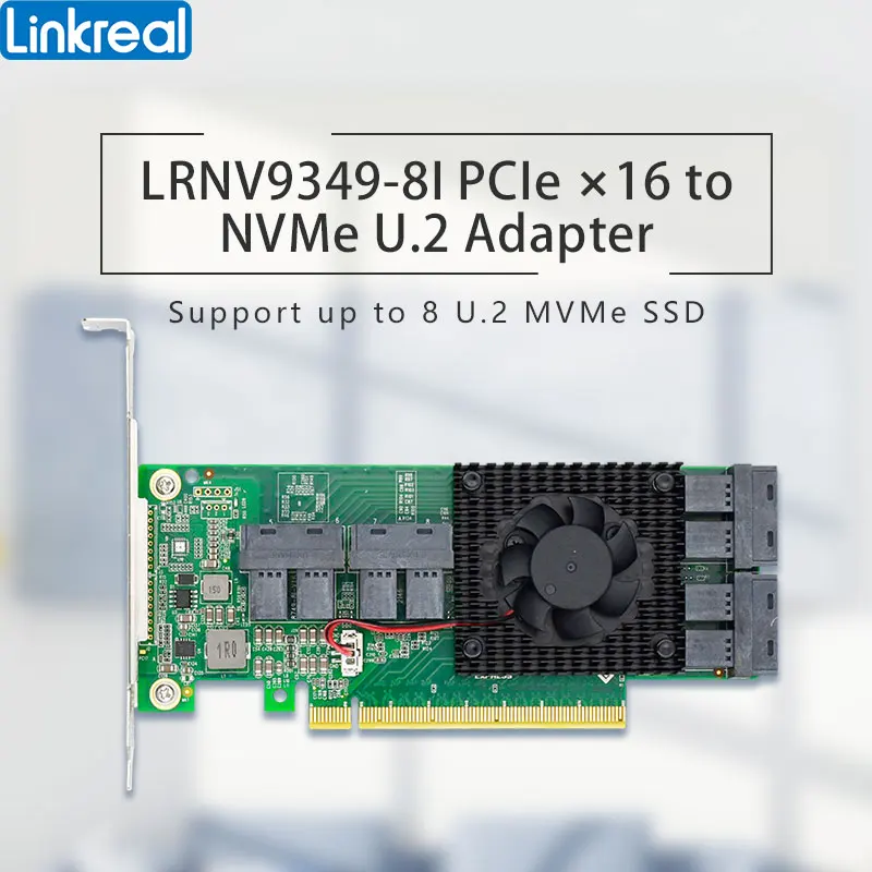 Linkreal-8-Port-U-2-to-PCIe-x16-SFF-8643-NVMe-SSD-Adapter-with-Heatsink ...