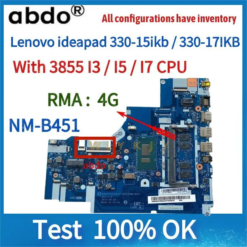 NM-B451 Mainboard.For Lenovo Ideapad 330-15ikb 330-17ikb Laptop ...