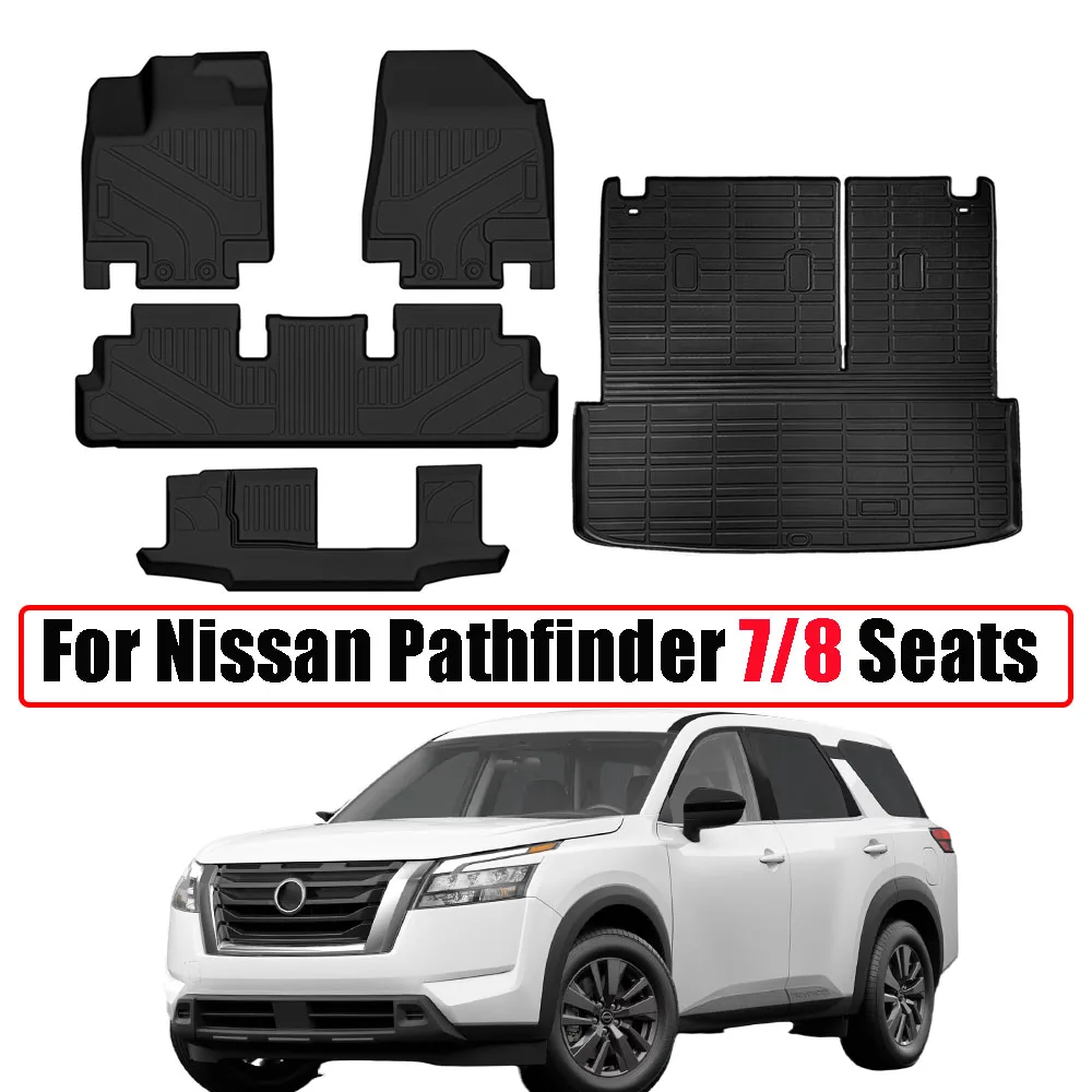 Floor Mats for Nissan Pathfinder 7/8 Seats 2022 2023 2024 with Backrest ...