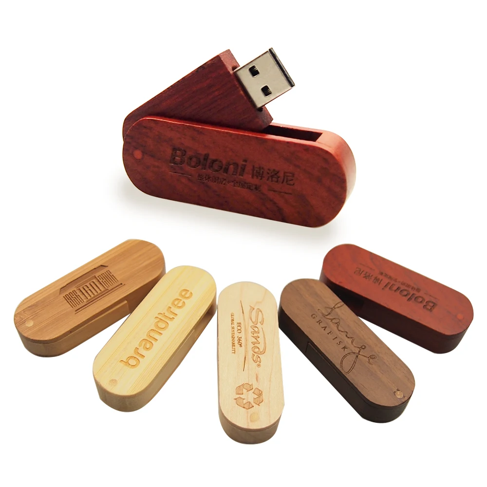 rotatable Wooden USB Flash Drive2.0 Pendrive Memory Stick pen drive 4GB ...