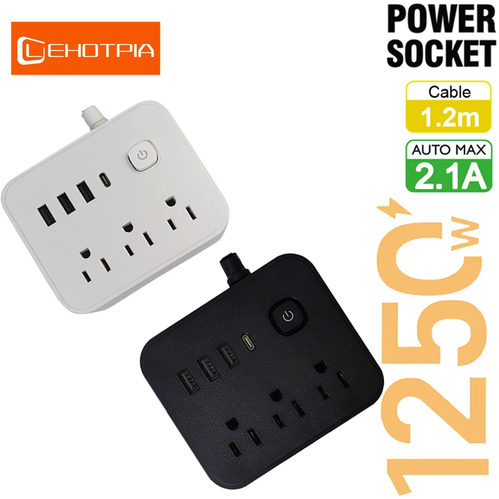 US-Plug-AC-Outlets-Power-Strip-Multitap-Electrical-Socket-Extension ...