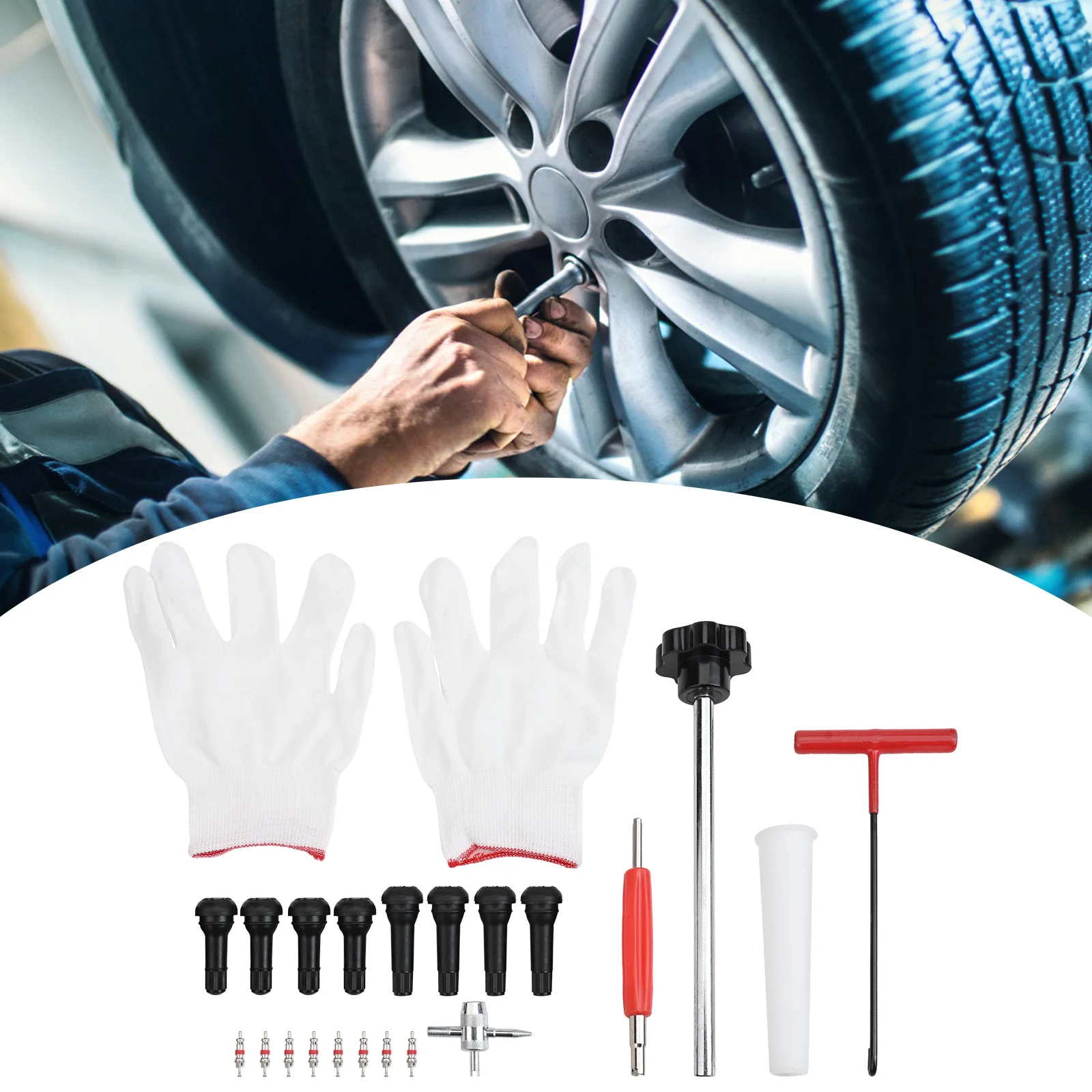 22pcs Tire Valve Stem Tool Kit Quick Change Car Puller Wheel Tire ...