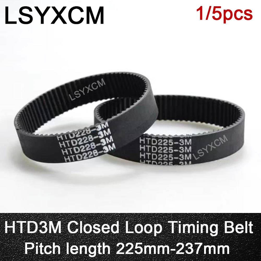 HTD 3M Timing Belt 225/222/228/231/234/237mm 6/9/10/15/20mm Width Rubbe Toothed Belt Closed Loop ...