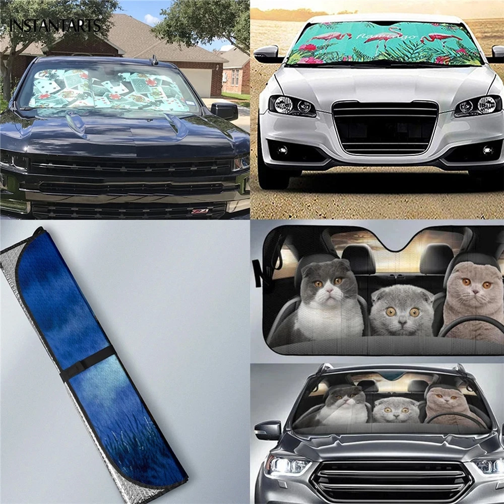 INSTANTARTS Car Sunshade Wonder Women Print Auto Windshield Sun Shade Foldable Sun Visor Protector Sunshade for SUV Van Truck AliExpress