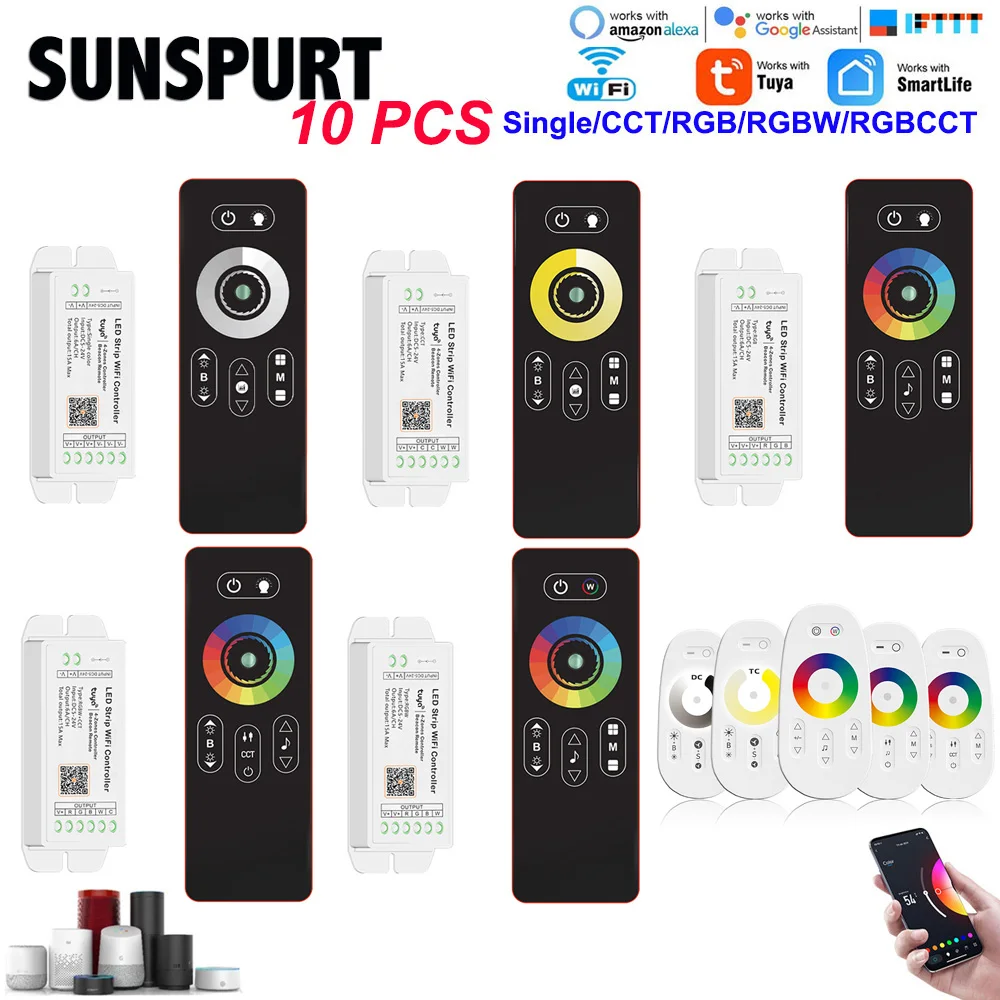 10-RGBWC-RGB-LED-Pool-Light-Strip-Wifi-Music-Controller-with-DC12-24V ...