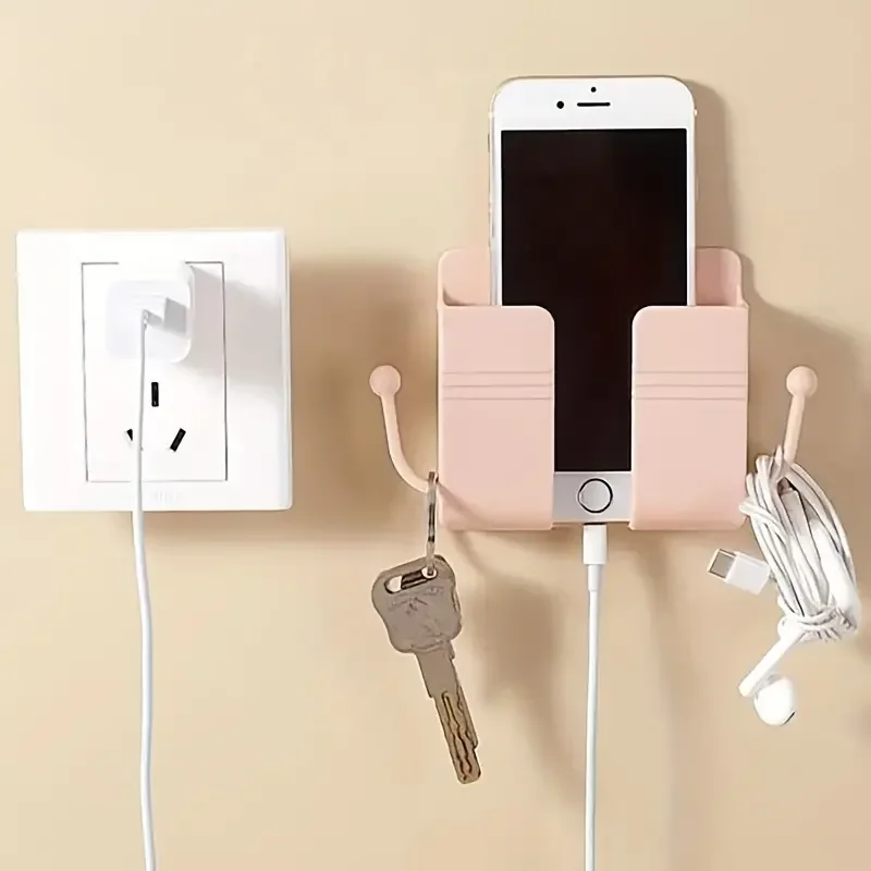 New Wall Mount Phone Holder Self-Adhesive Wall Organizer Storage Box ...