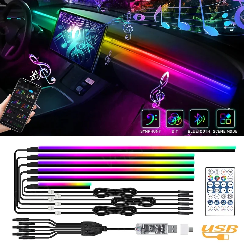 Ambient-Symphony-Car-Interior-Acrylic-Guide-Fiber-Strip-Lights-RGB-64 ...
