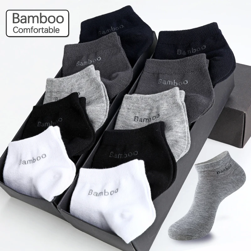 10 Pairs / Pack Men's Bamboo Fiber Socks Short High Quality New Casual ...
