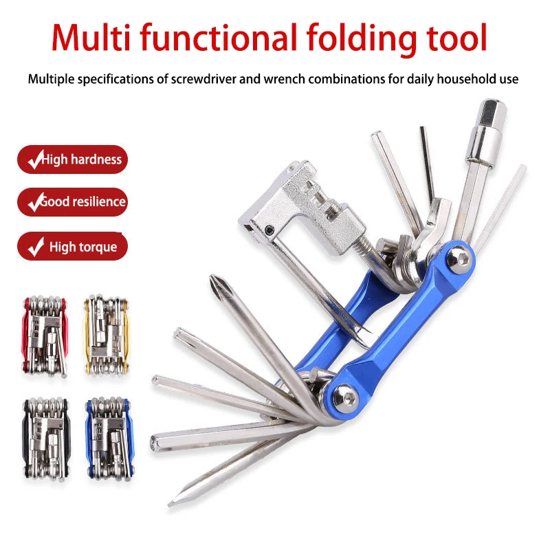 Portable Bicycle Tool Multi Repair Tools Kit Folding Allen Wrench Spoke ...