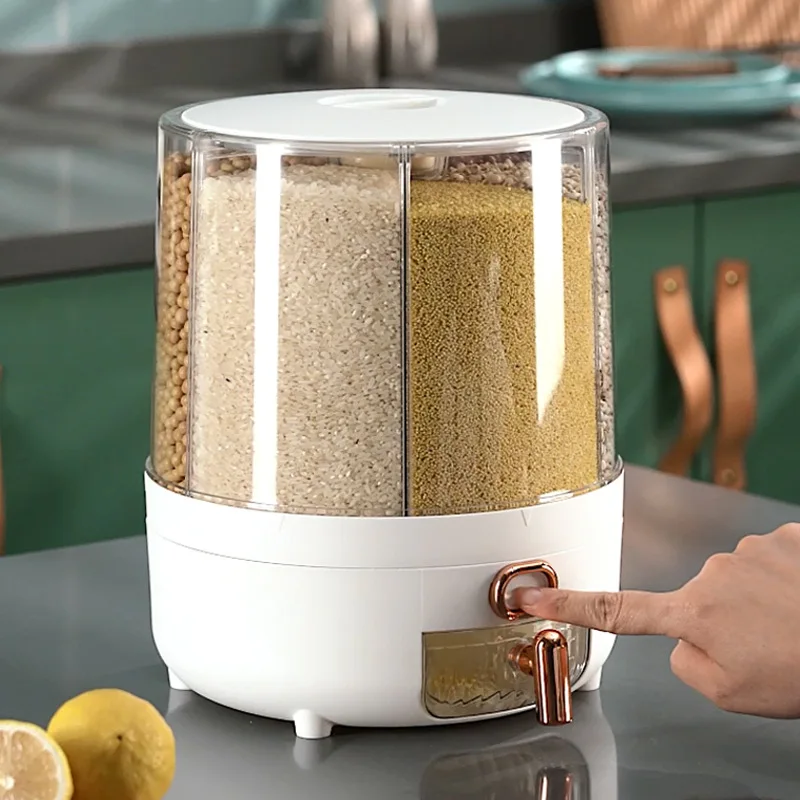 360-Rotating-Rice-Bucket-Sealed-Cereal-Dispenser-Rotary-Household ...