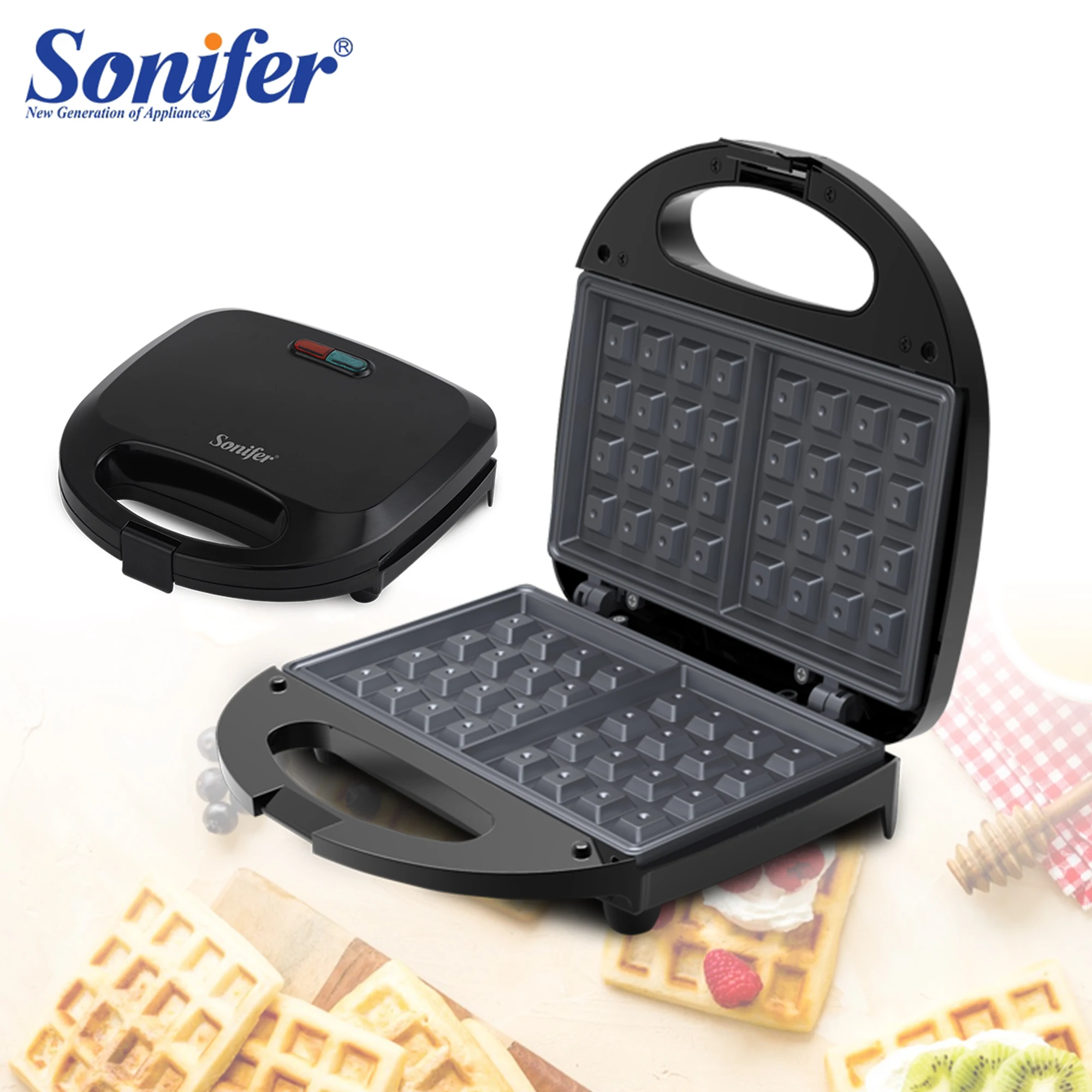 Electric Waffle Maker 750W Cooking Kitchen Appliances Breakfast Waffles ...