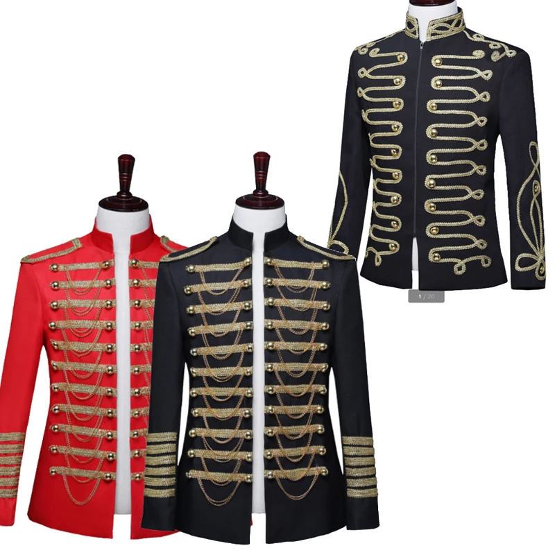 Chaqueta Medieval bordada con cadenas de borlas militares Steampunk ...