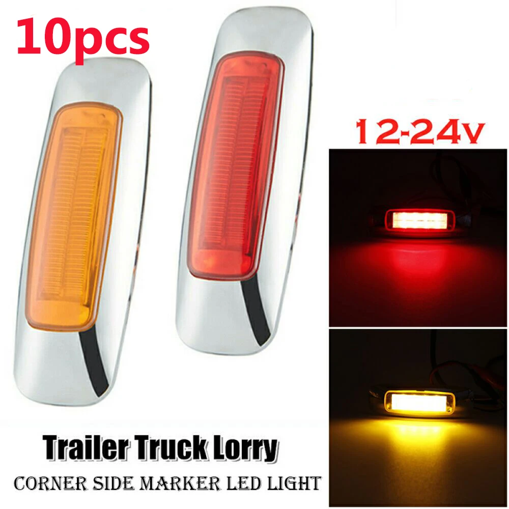 10pcs 12V 24V 8 LED Rear Side Marker Light Clearance Light Lamp ...