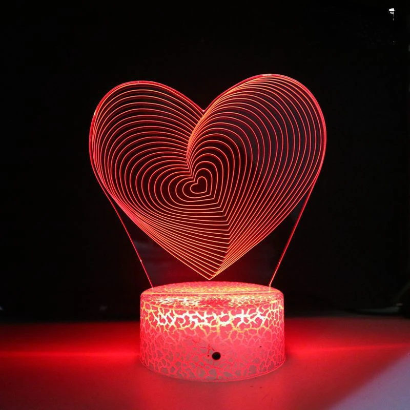 Bedroom Couple Decoration | 3d Led Night Light Heart | Christmas Gift ...