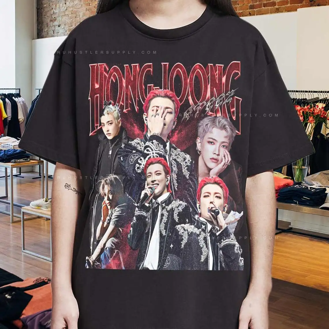 Hongjoong-Ateez-Kpop-Graphic-Shirt-Tee-Tshirt-Vintage-Ateez-Kpop-Shirt ...