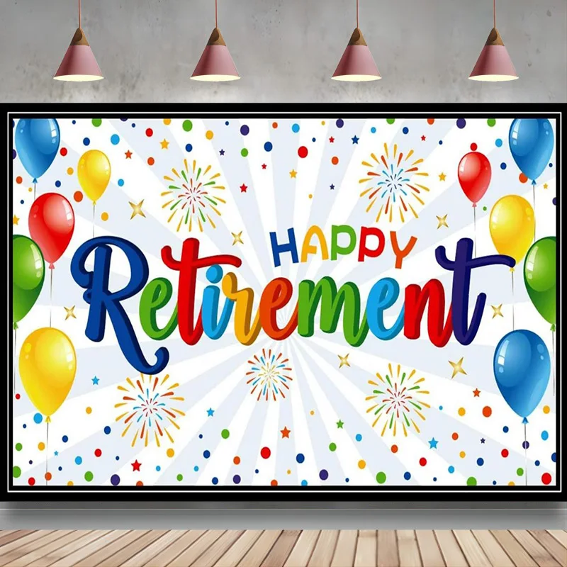 Happy-Retirement-Party-Decorations-Giant-Colorful-Banner-Backdrop ...