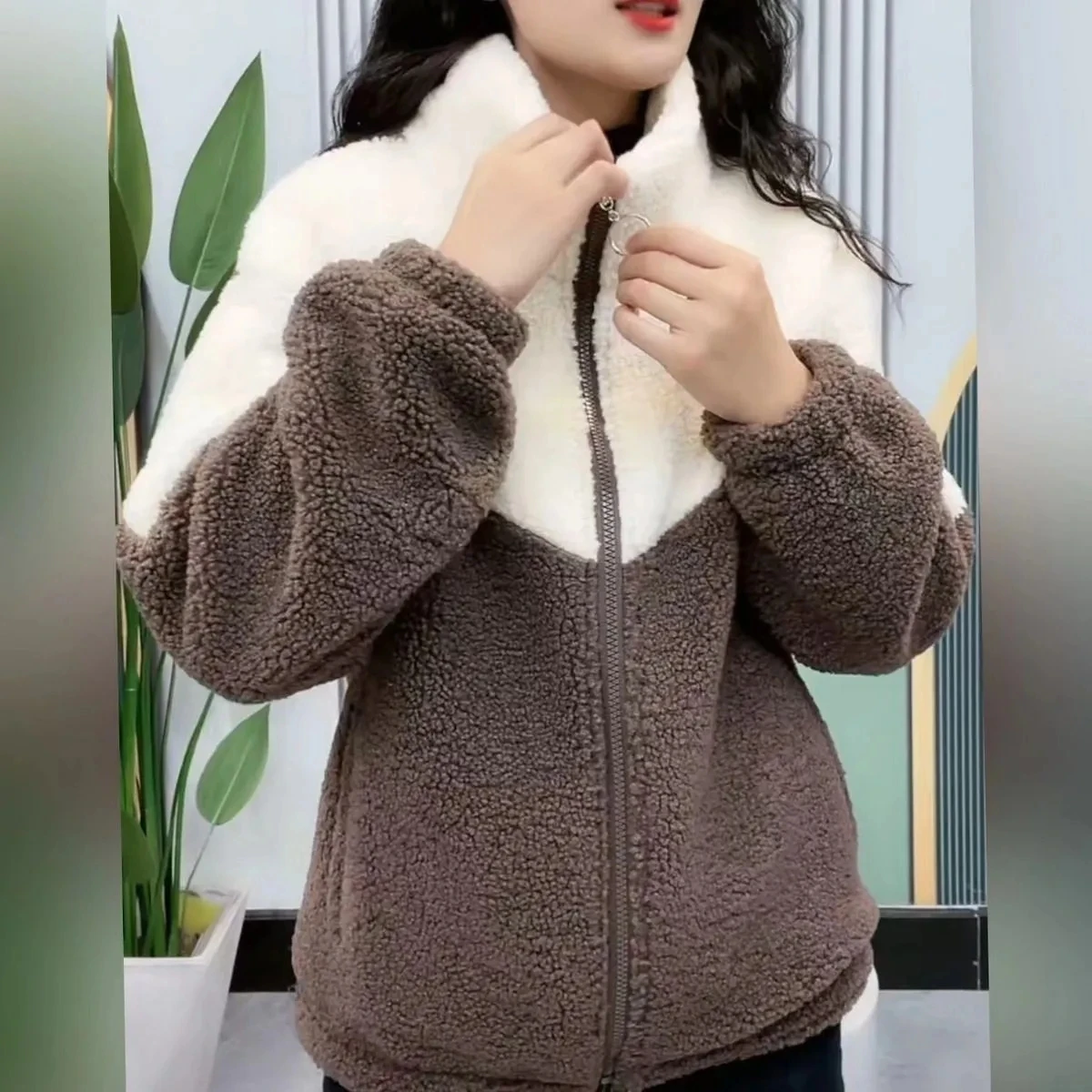 Chaqueta-mullida-de-lana-para-mujer-ropa-de-calle-Harajuku-abrigo-con ...