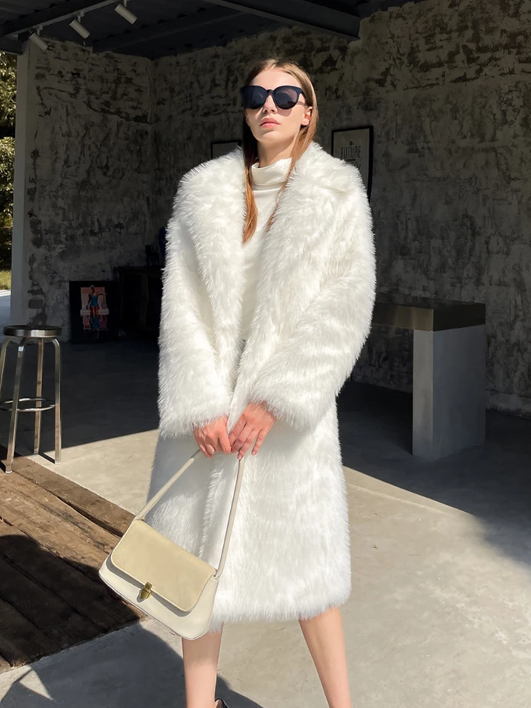 Faux Fox Fur Trench Coats Tops | Faux Fur Coat Long Zadorin | Pink ...
