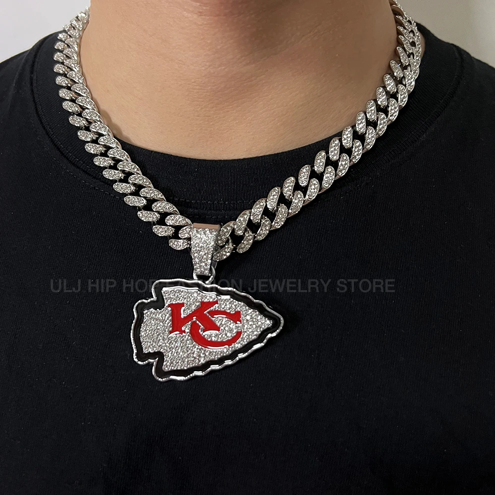 Hip-Hop-Iced-Out-Football-Chain-Team-Bling-Pendant-Necklac-Unisex-Shiny ...