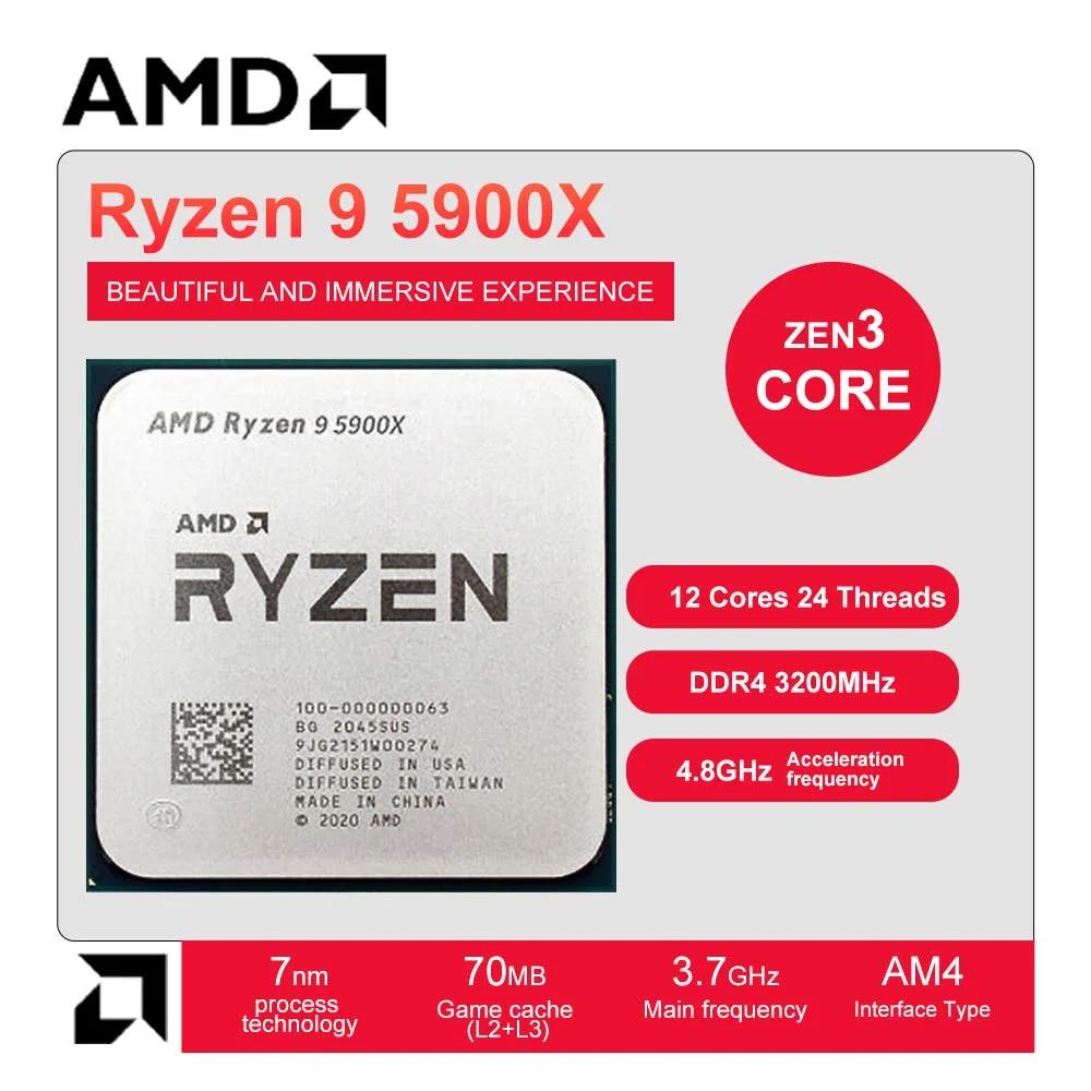 AMD New Ryzen 9 5900X 3.7 GHz 12-Core 24-Thread CPU Processor Socket ...