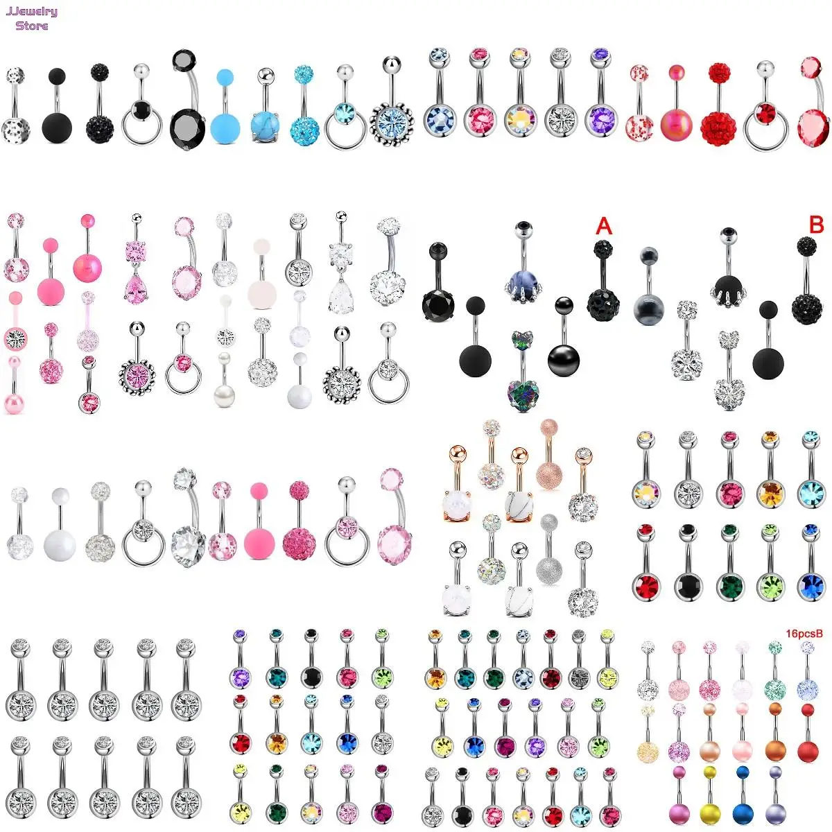 1-Set-Cute-Dangle-Belly-Ring-Pack-14G-Navel-Piercing-Bulk-Sexy-Belly ...
