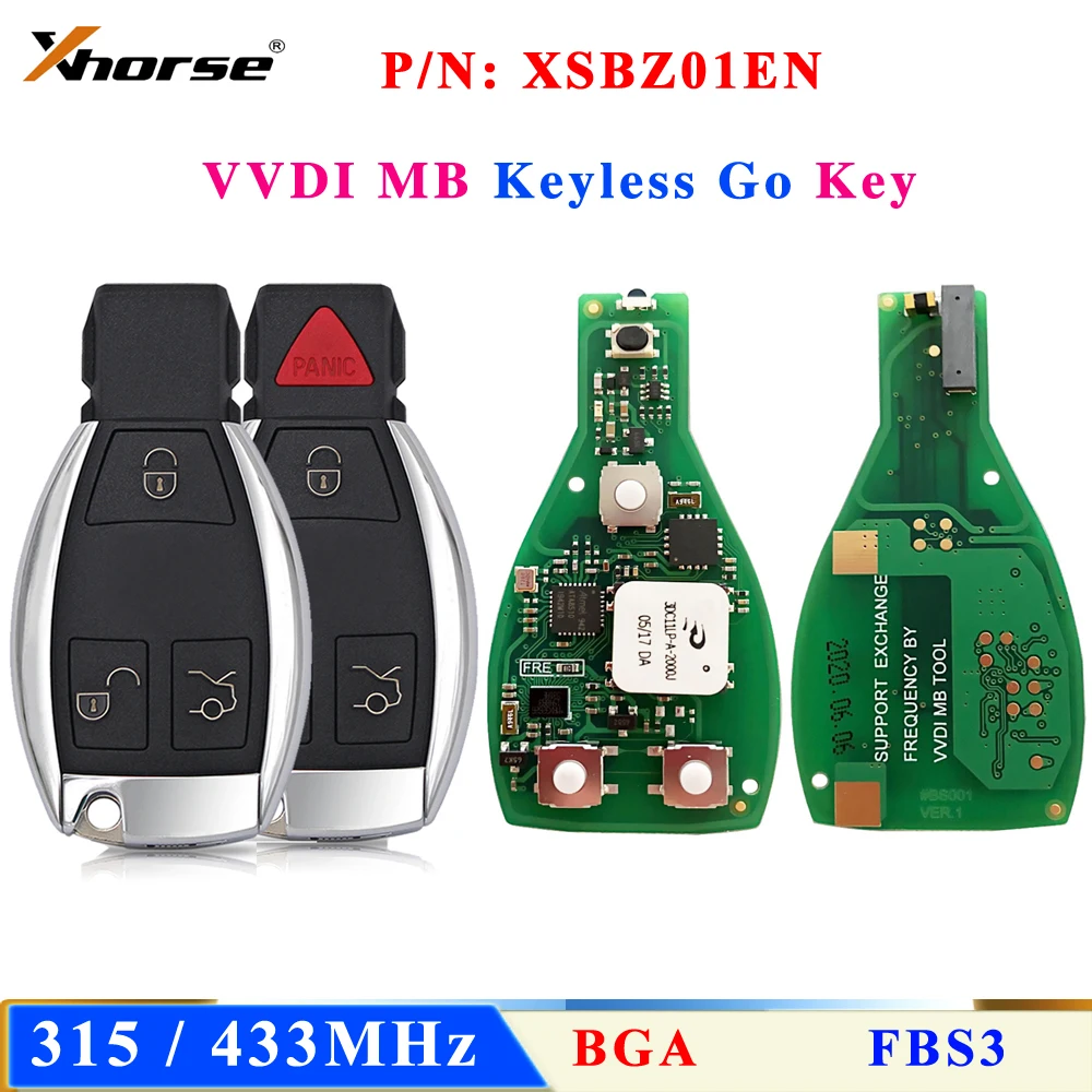 XHORSE VVDI MB FBS3 Keyless Go Smart Key 315Mhz /433Mhz For MB W204 ...