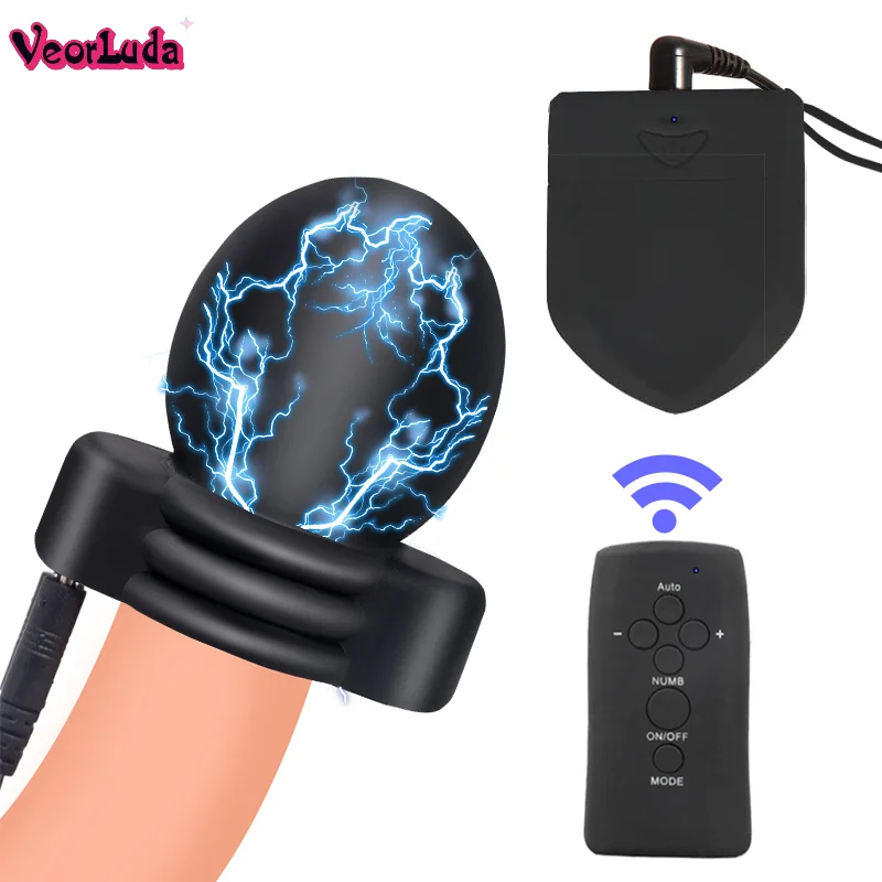 Electro Sex Penis Stimulator Electric Cock Ring Men Bdsm Tools Plastic Cock Cage Ball Crusher ...