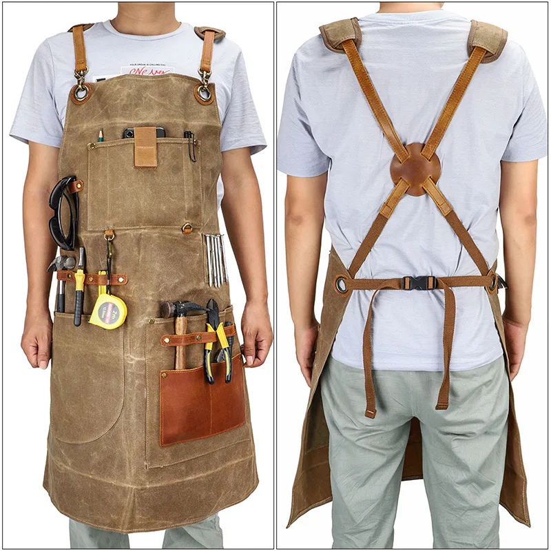 American-Style-Wax-Dyed-Anti-Splashing-Canvas-Apron-Multifunctional ...