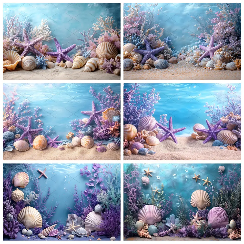 Under The Sea Birthday Backdrop Underwater World Theme Starfish Shell ...