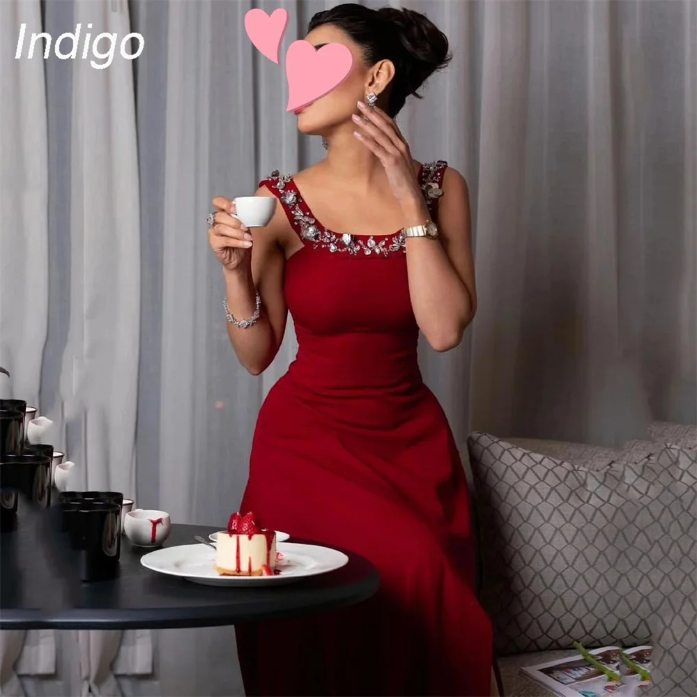 Indigo-Vestidos-de-Fiesta-de-sat-n-para-mujer-traje-de-noche-con-cuello ...