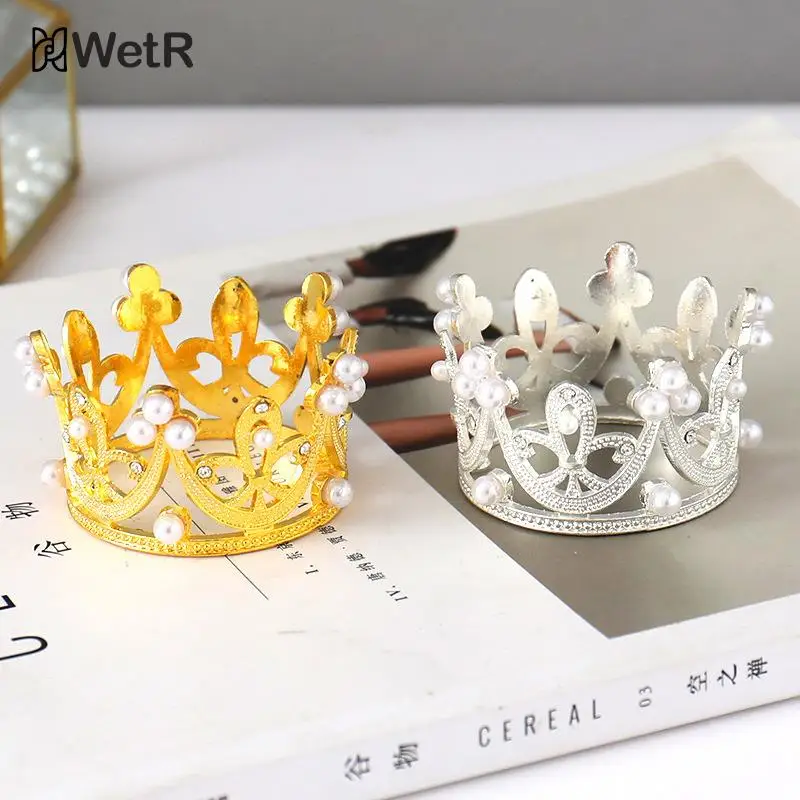 Mini corona para decoración de tartas, corona de Tiara de perlas ...