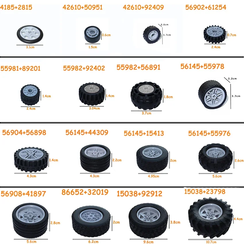 Car-Truck-Wheels-Hub-Bricks-MOC-Technical-Tire-Wheel-Cross-Hole-Set ...