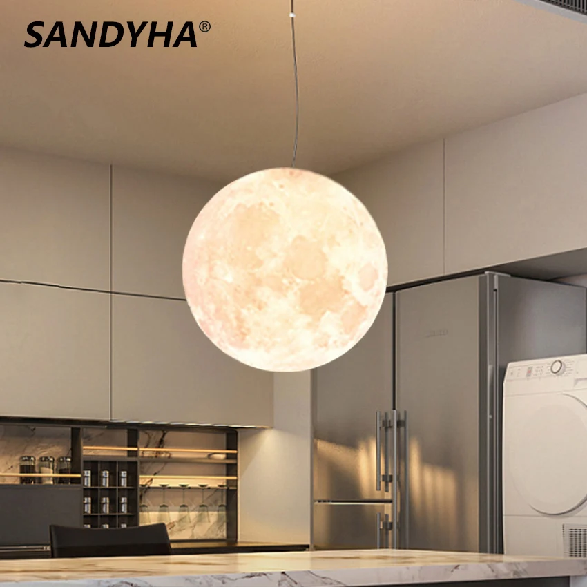 SANDYHA-Full-Moon-Chandelier-Pendant-Light-LED-Lamp-for-Living-Dining ...