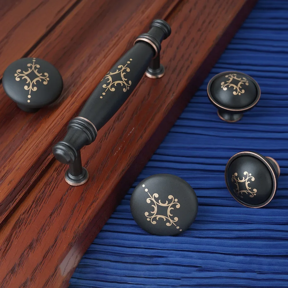 American-Oil-Polished-Copper-Black-Ceramic-Handle-with-Gold-Pattern ...