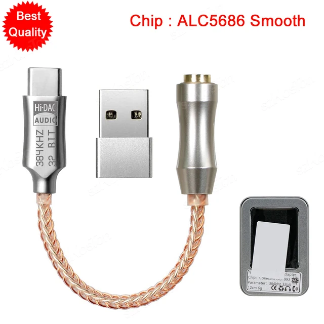 USB Type C to 3.5mm Audio Interface ALC5686 HiFi DAC Headphone ...