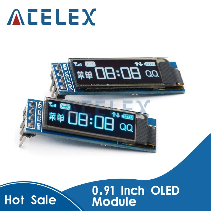 0.91 inch OLED module 0.91" white/blue OLED 128X32 OLED LCD LED Display Module 0.91" IIC ...
