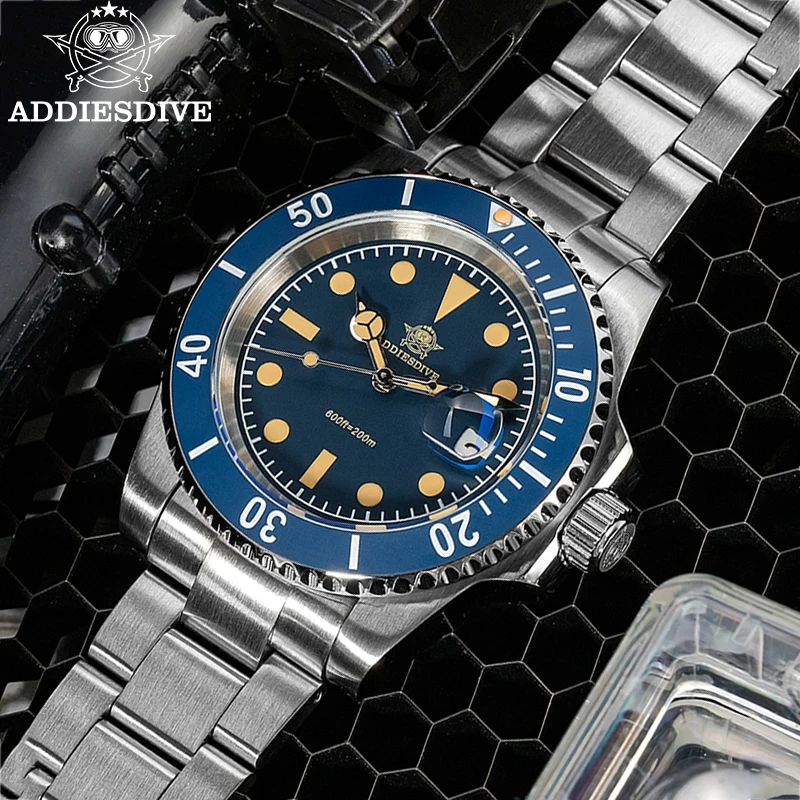 ADDIESDIVE Quartz Wristwatch Watch For Men Bule Ceramic Bezel Diving ...