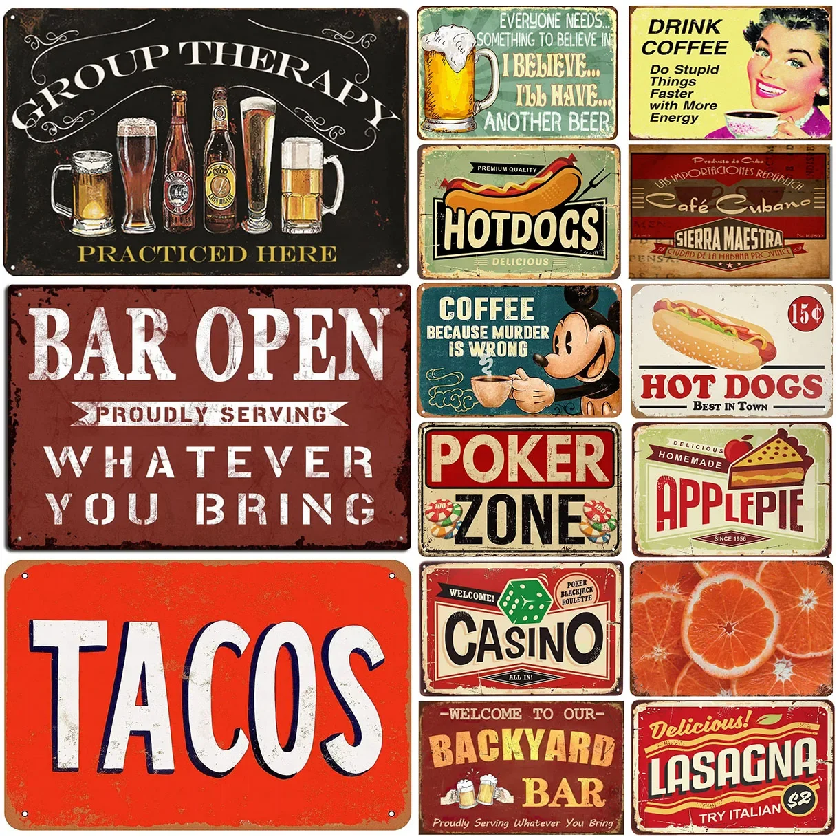 Vintage-Metal-Tin-Signs-Wall-Art-Decor-Metal-Signs-Retro-Funny-Coffee ...