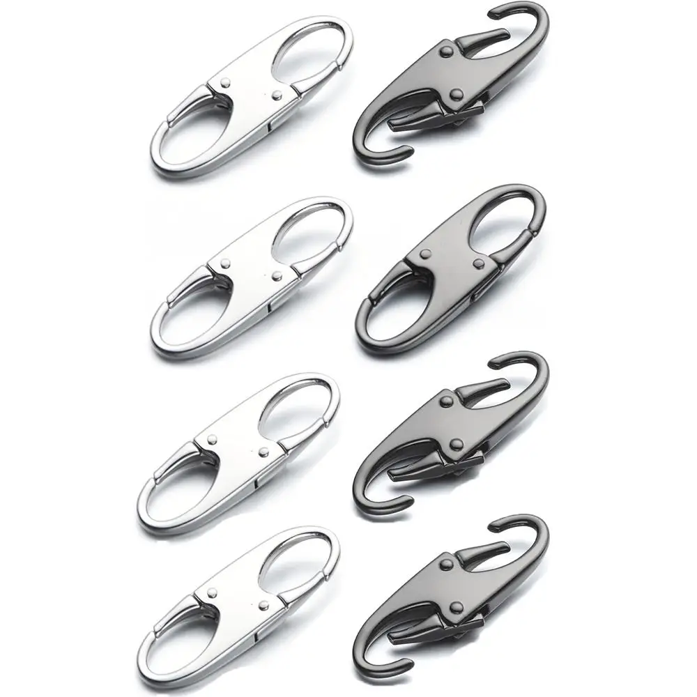 8 Pcs Silver Zipper Lock Clip New Detachable Black Carabiner Clip Metal ...