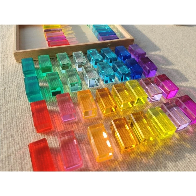 New Design Montessori Toys Rainbow Lucite Stacking Blocks Acrylic ...