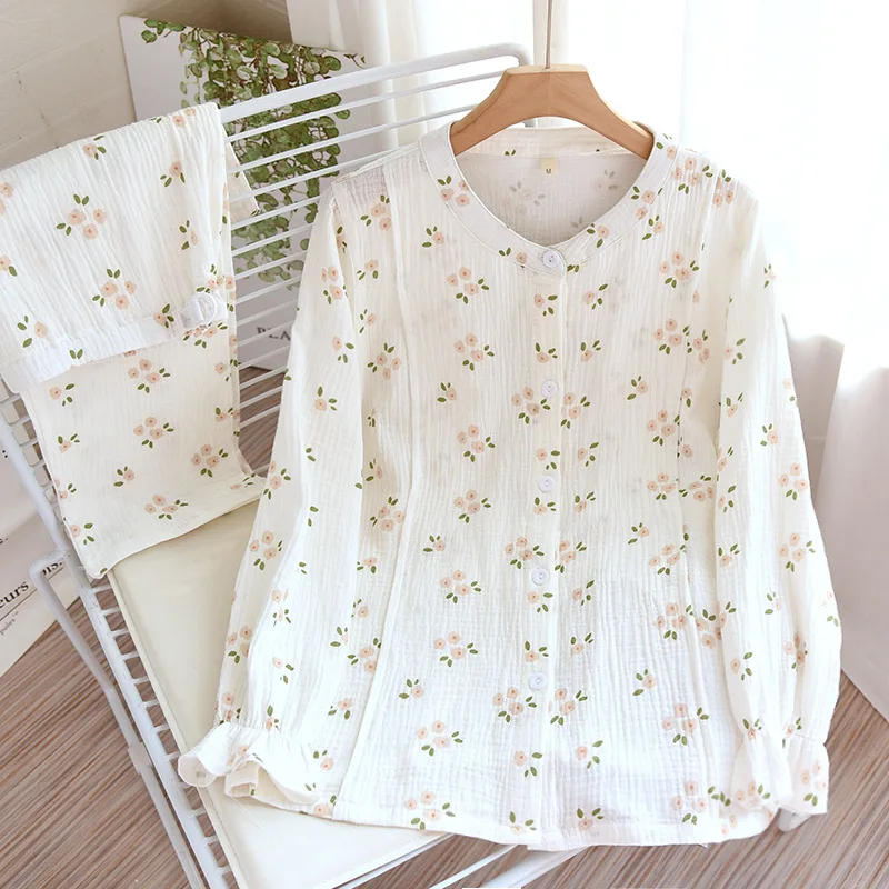 2023-Cotton-Gauze-Breast-feeding-Clothes-Thin-Crepe-Feeding-Pajamas ...