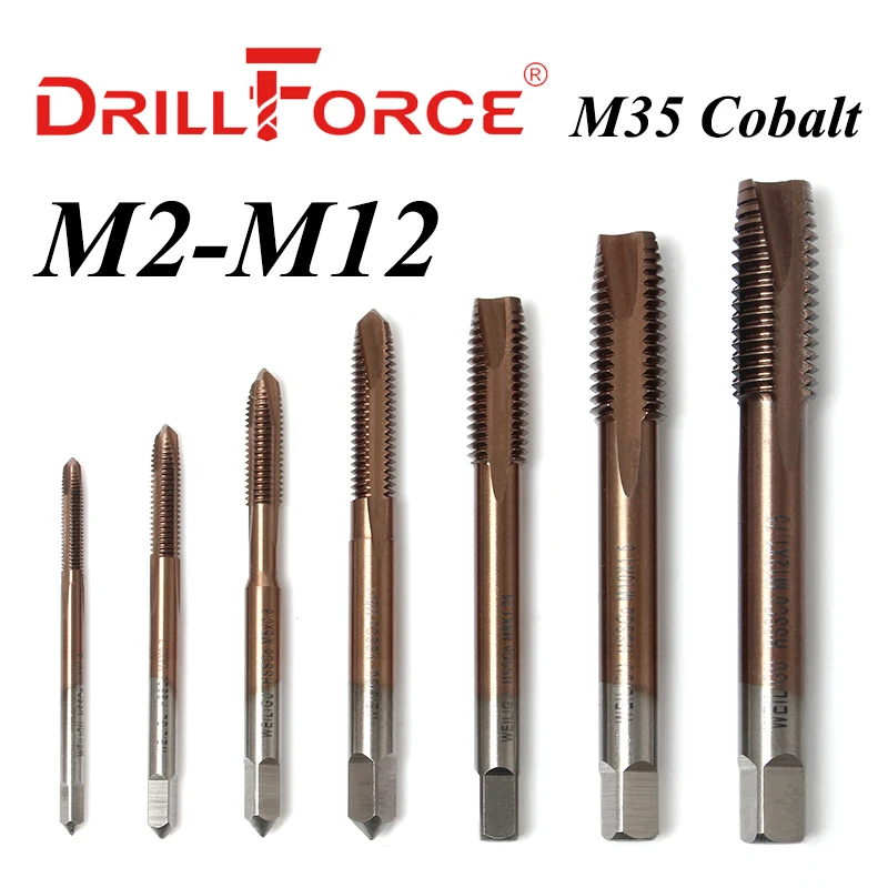 Drillforce Cobalt Screw Thread Tap Drill Bits HSSCO M35 Pointed Flute ...