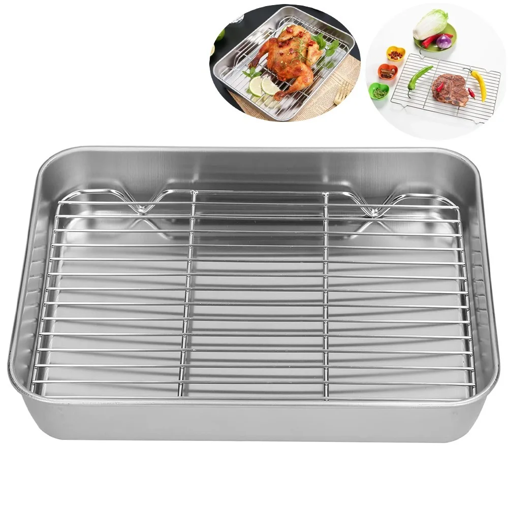 Stainless Steel Baking Tray Set with Grill 304 Stainless Steel ...