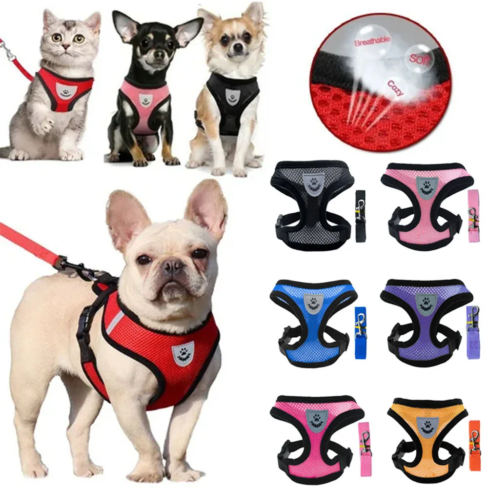 Puppy-Dog-Vest-Harness-with-Leash-Breathable-Mesh-Pet-Chest-Strap-for ...